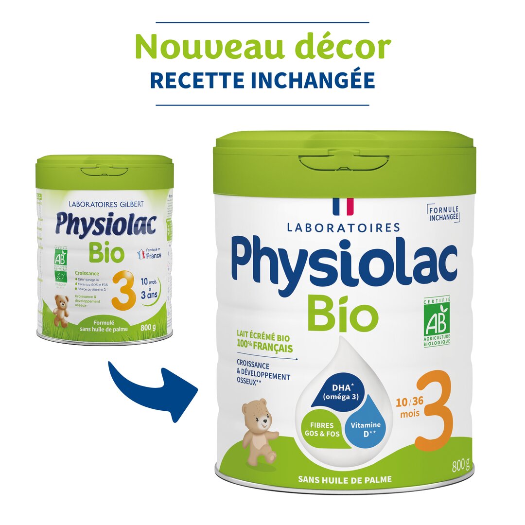 Achat de lait infantile bio en ligne. Livraison offerte dès 59€ | Physiolac